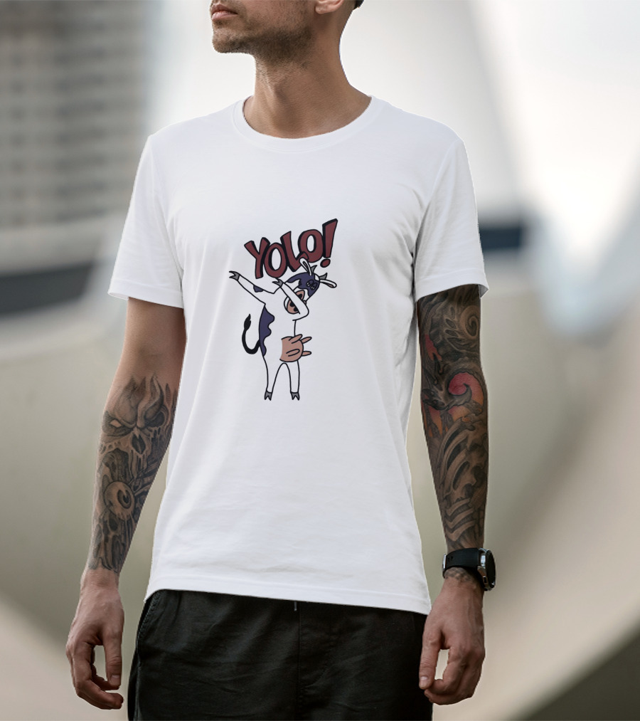 YOLO Dab Cow Cartoon With Fun Pose And Text T-Shirt