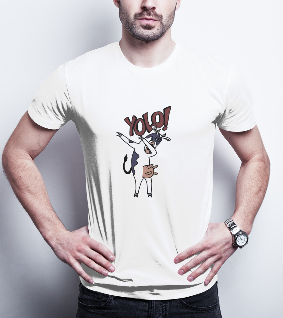 YOLO Dab Cow Cartoon With Fun Pose And Text T-Shirt