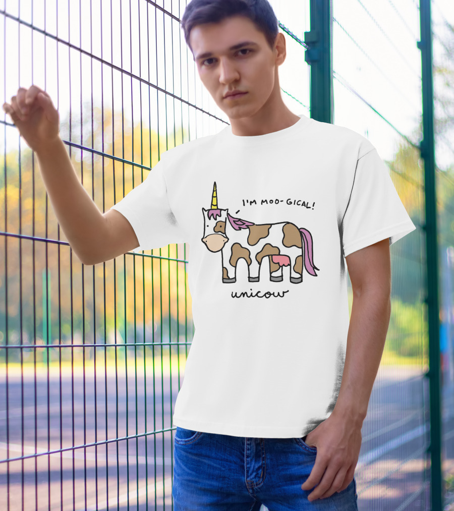 Unicow I'm Moo-gical Fun Cartoon Illustration With Unicorn And Cow Combo T-Shirt