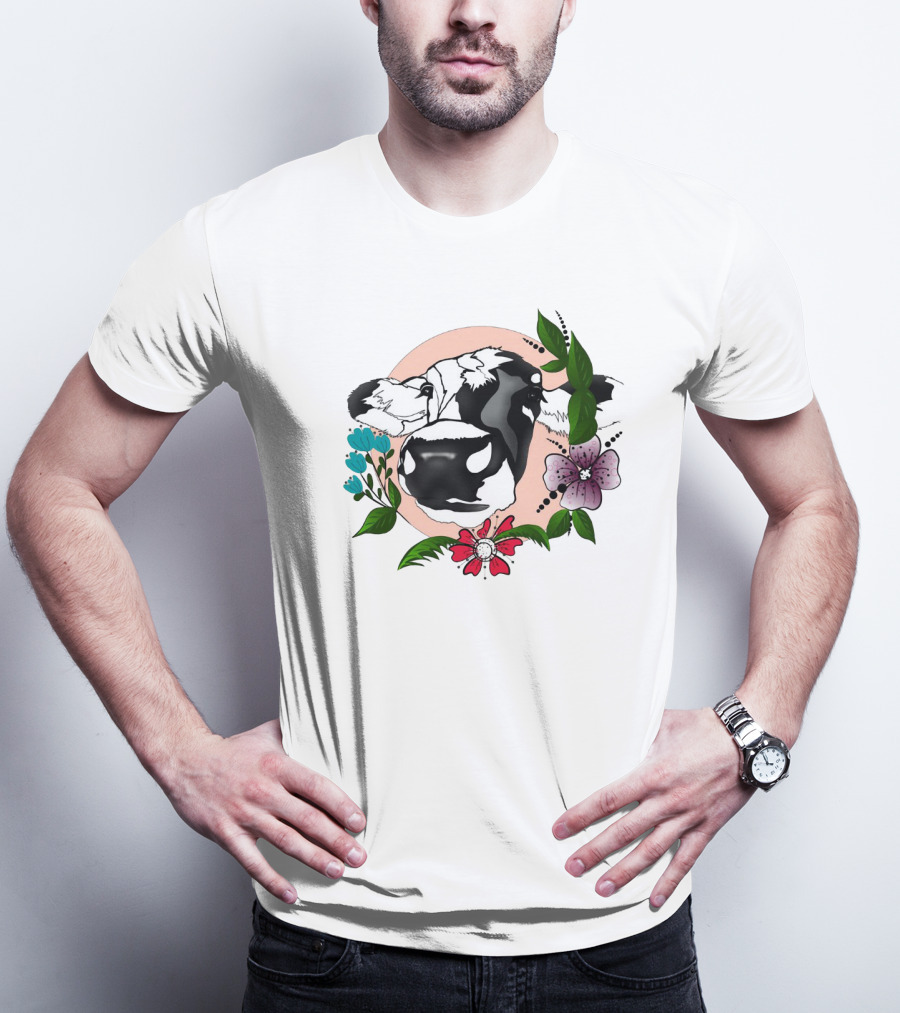 Cows Make Me Happy Humans Make My Head Hurt Floral Cow T-Shirt