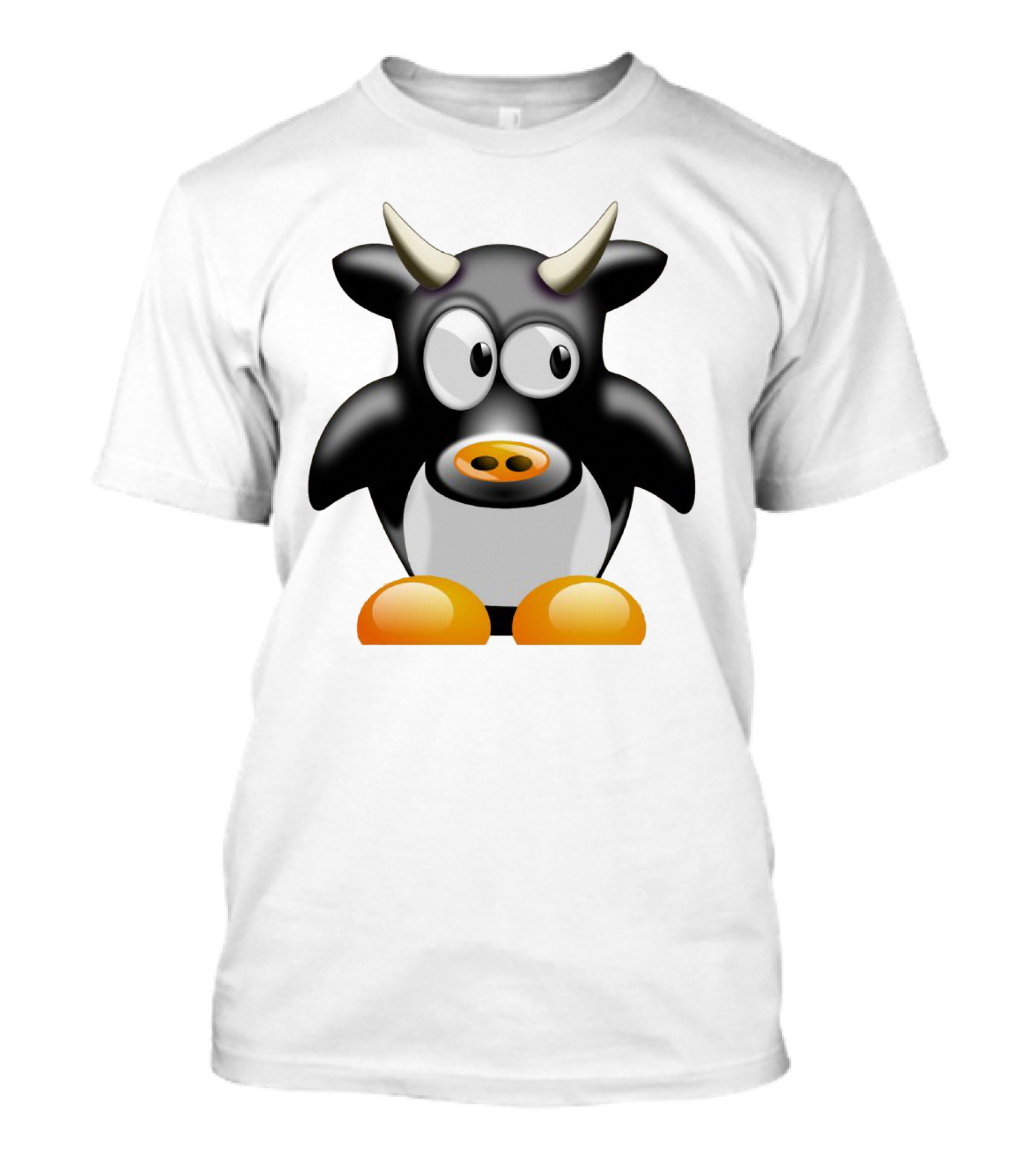 Playful Cute Cow Penguin Mashup Cartoon Character T-Shirt