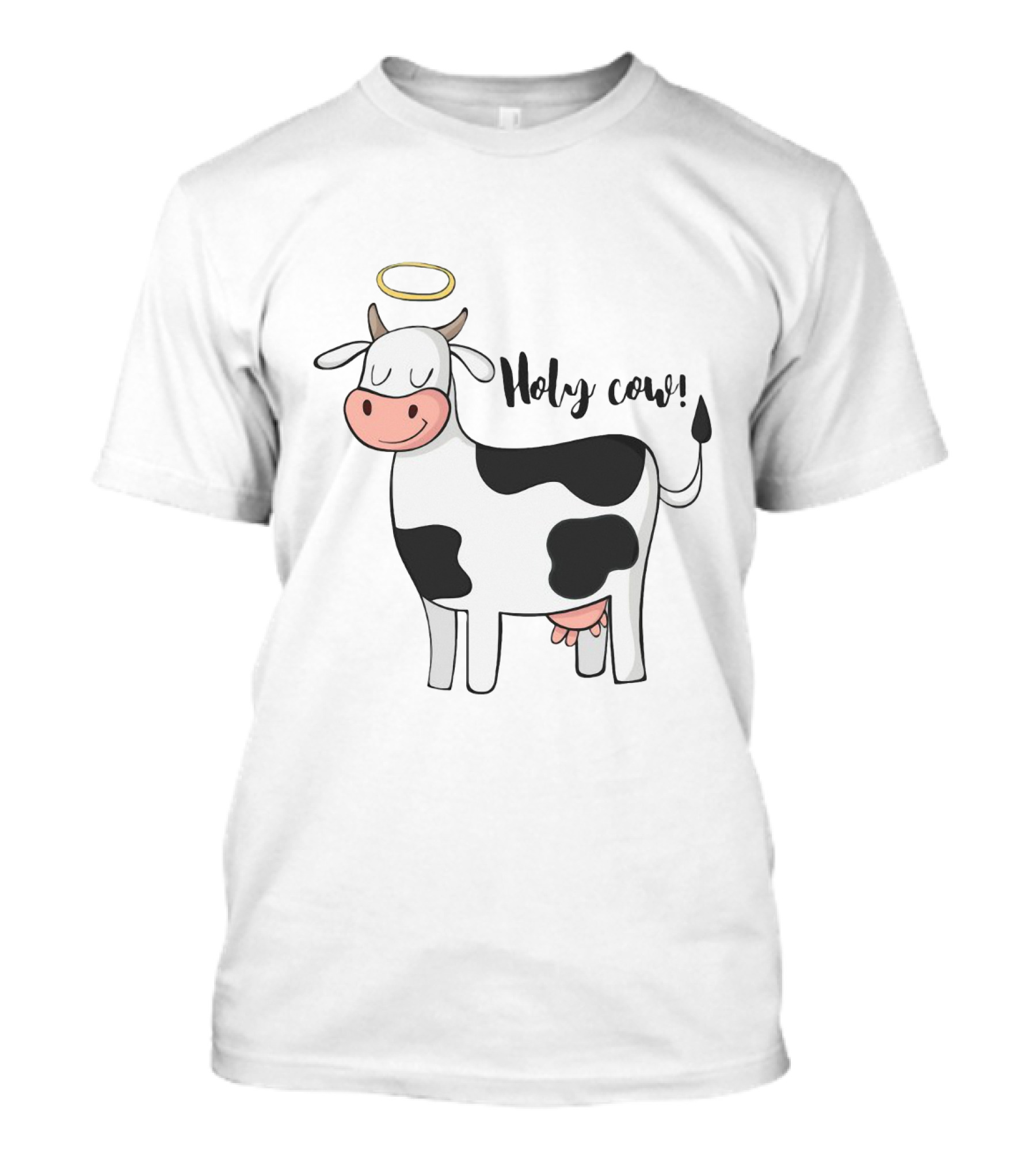 Holy Cow Funny Angelic Cow With Halo Joke T-Shirt