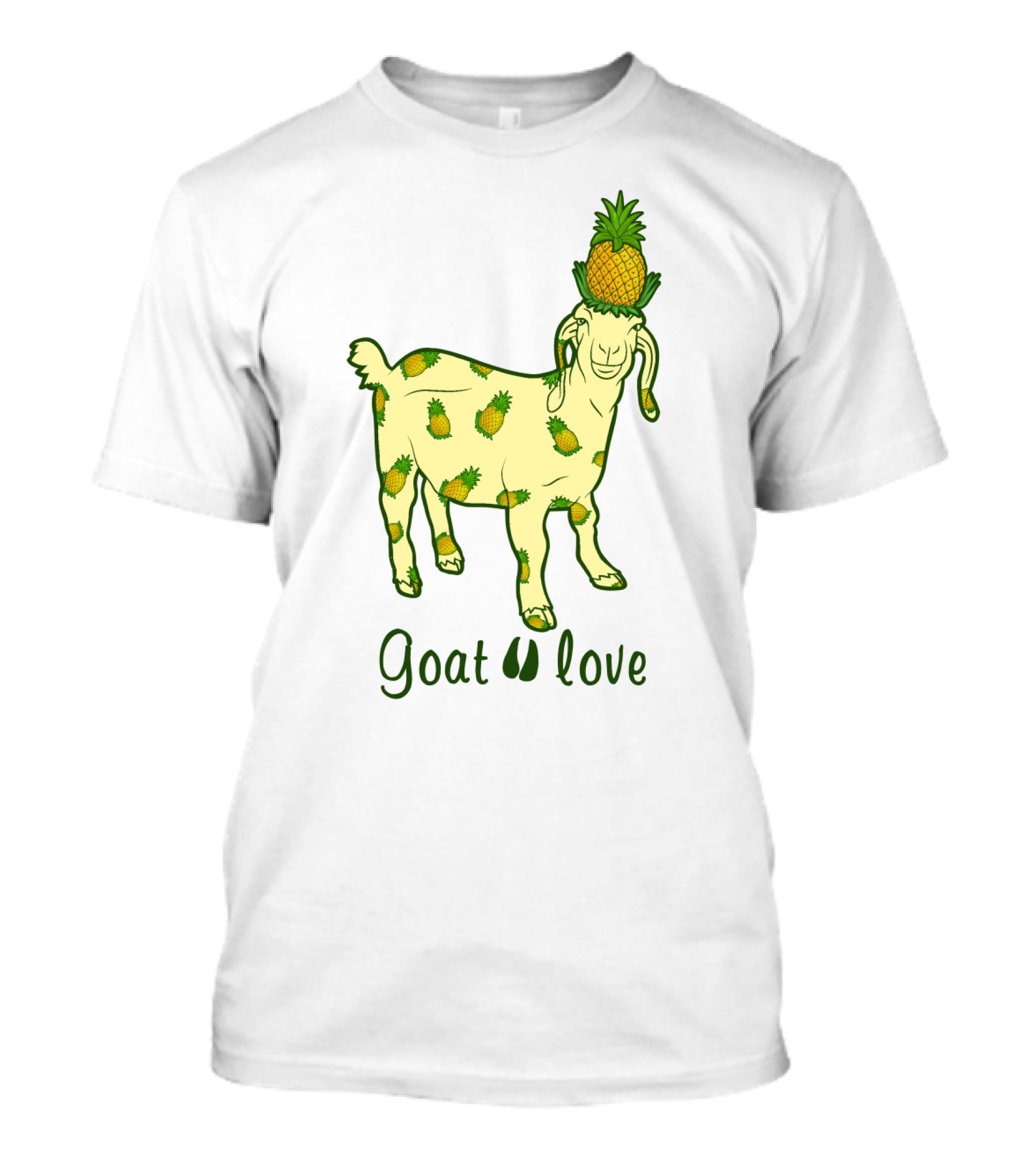 Goat With Pineapple Patterns And Text 'Goat Love' T-Shirt