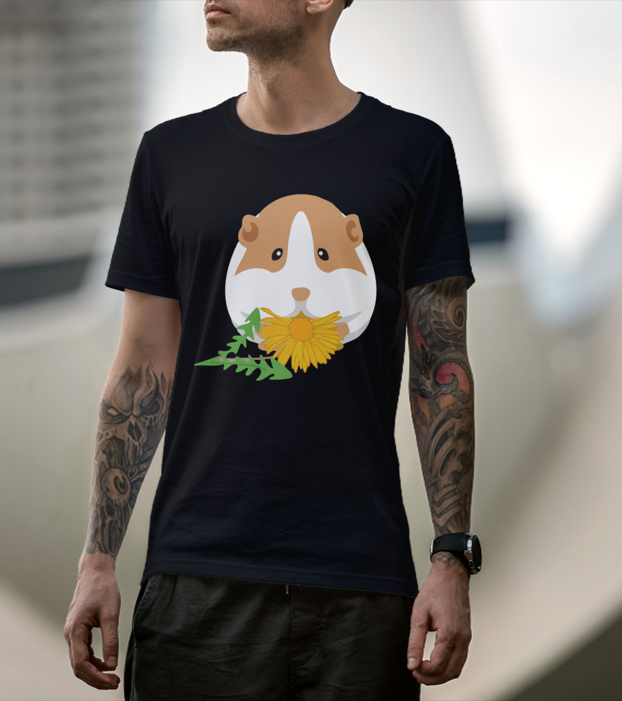 Guinea Pig With Dandelion And Green Leaves T-Shirt