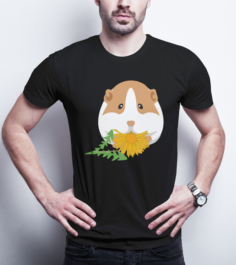 Guinea Pig With Dandelion And Green Leaves T-Shirt
