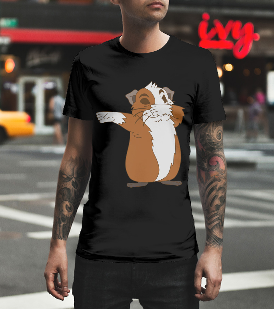 Guinea Pig Dabbing Pose Brown And White Animal Dance Move T-Shirt