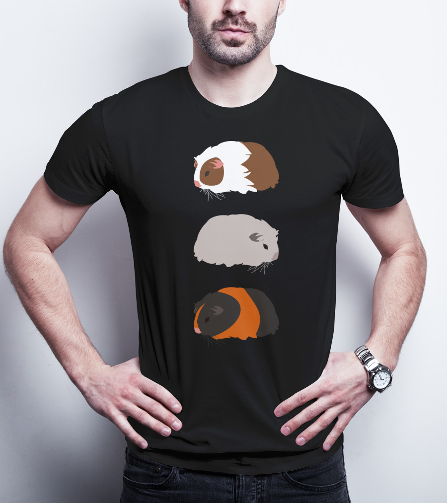 Guinea Pigs Trio Brown White Gray Colorful T-Shirt