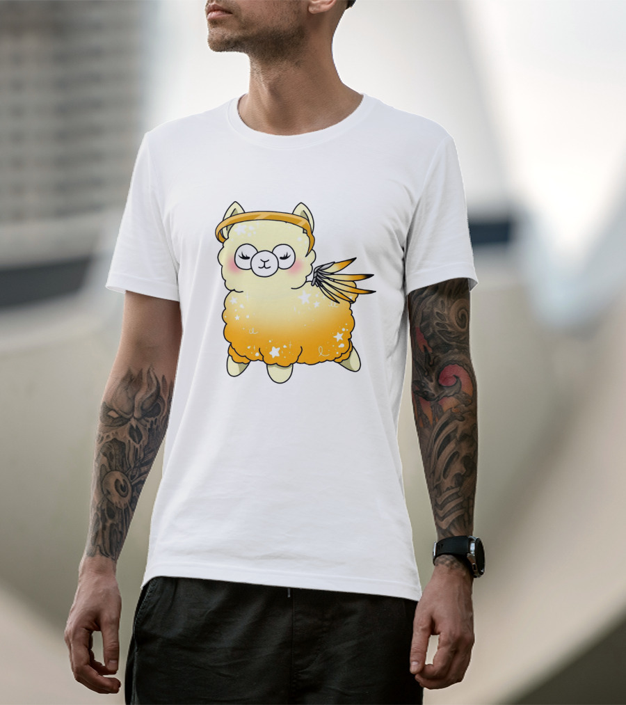 Alpaca Mercy Angelic Winged Halo Fantasy Character T-Shirt