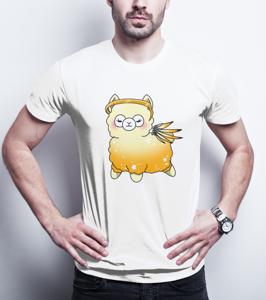 Alpaca Mercy Angelic Winged Halo Fantasy Character T-Shirt