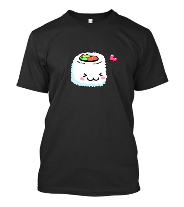 Cute Kawaii Sushi Roll With Heart And Blushing Face T-Shirt
