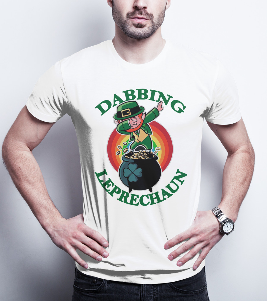 Dabbing Leprechaun Pot Of Gold St. Patrick's Day Rainbow T-Shirt