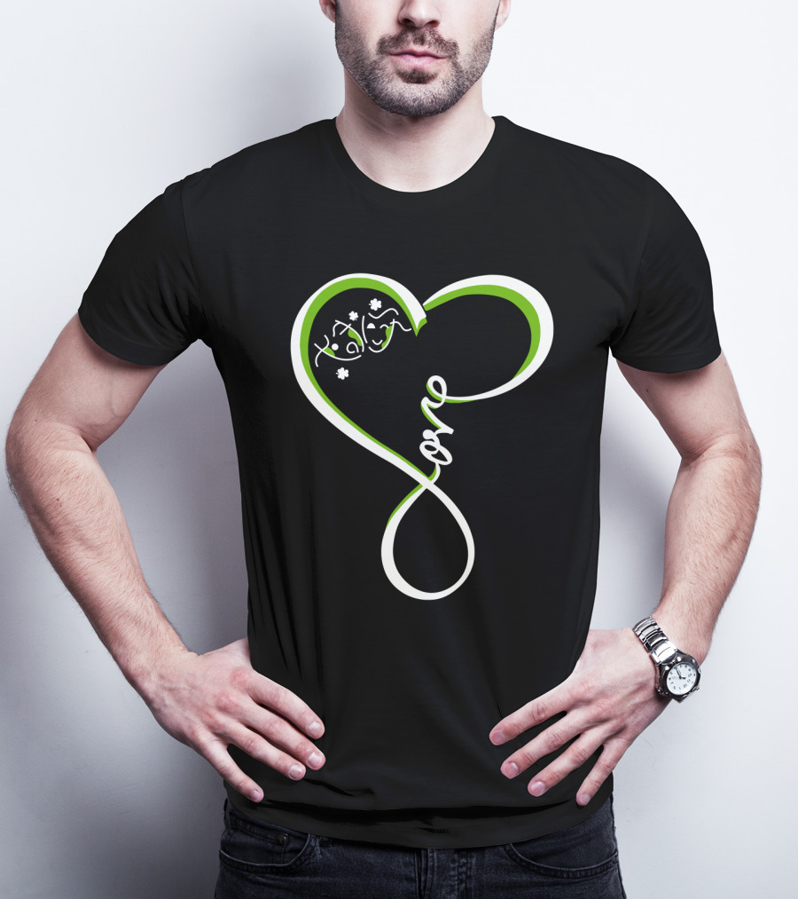 Irish Shamrock Heart Love T-Shirt