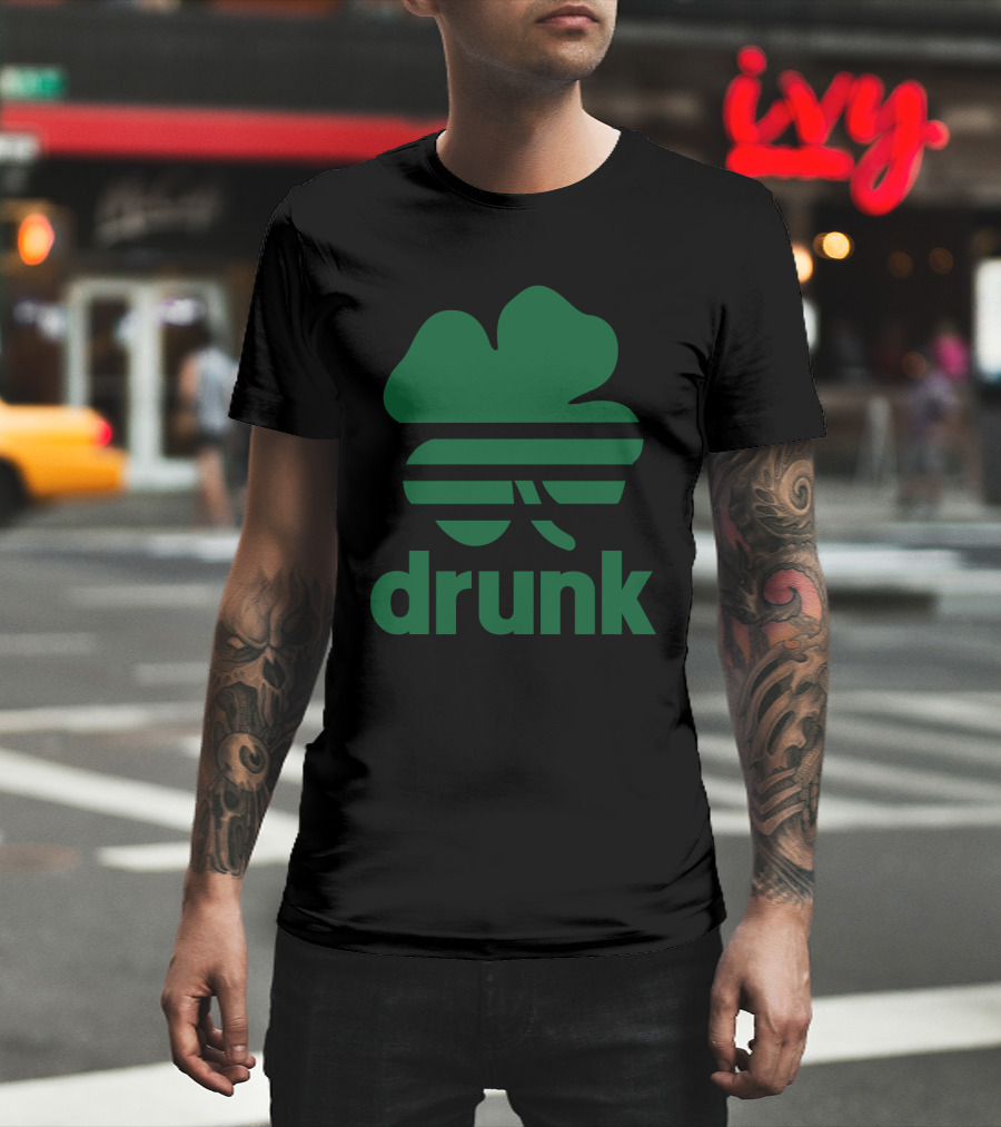 St Patricks Day Drunk Clover Stripe T-Shirt