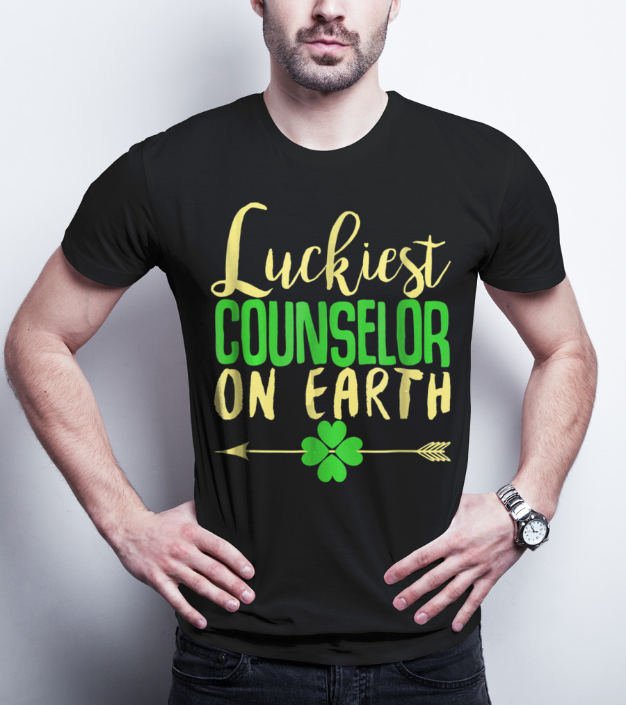 Luckiest Counselor On Earth Lucky School Shamrock Arrow T-Shirt