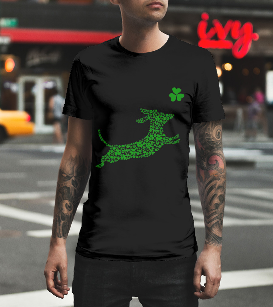 Cute Dachshund Dog Made Of Shamrocks For St. Patrick's Day T-Shirt