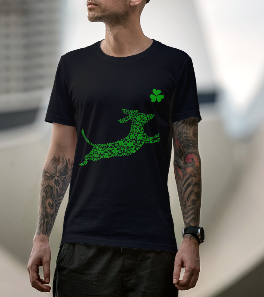 Cute Dachshund Dog Made Of Shamrocks For St. Patrick's Day T-Shirt
