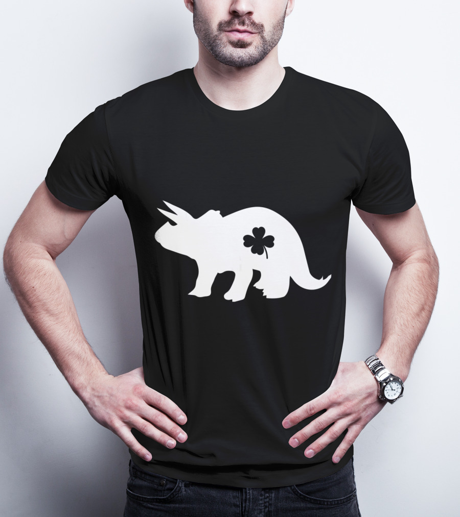 Dino Dinosaur Shamrock Clover St. Patrick's Day T-Shirt