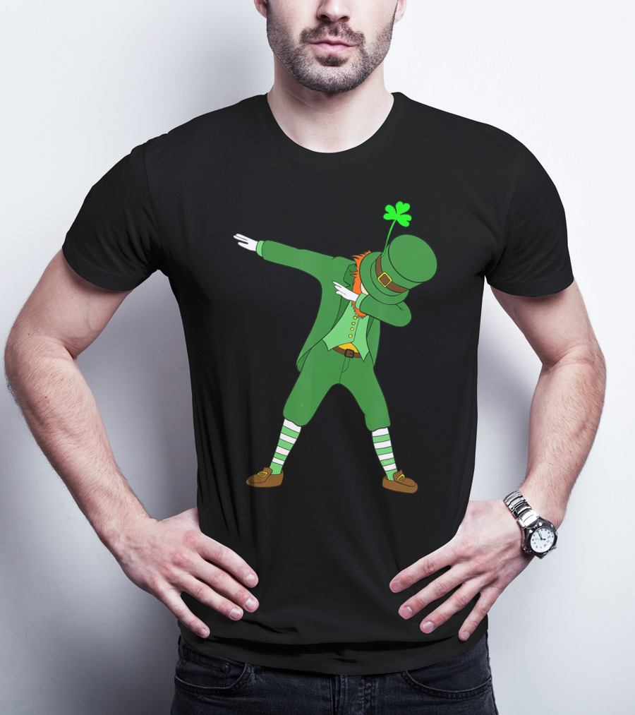 Dabbing Leprechaun St Patricks Day Boys Dab Shamrock Hat T-Shirt