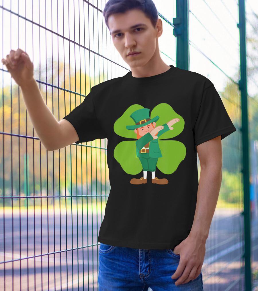 Dabbing Leprechaun Lucky Clover Dance T-Shirt