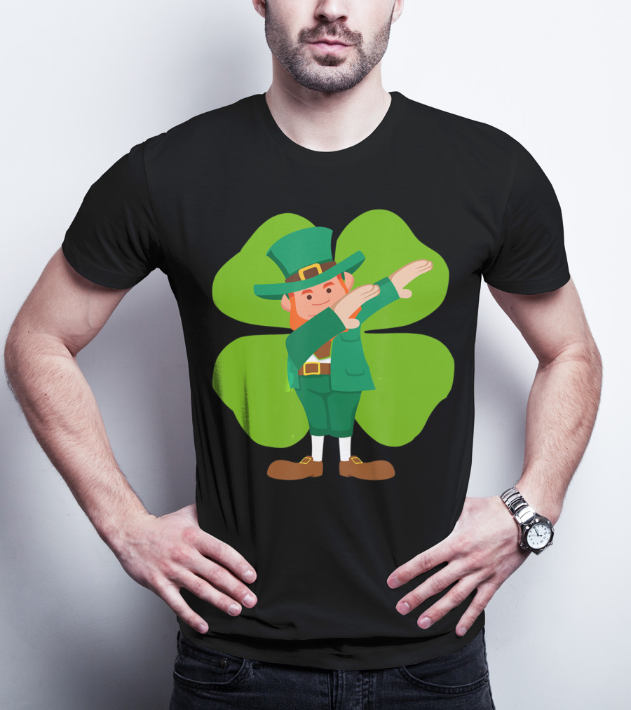 Dabbing Leprechaun Lucky Clover Dance T-Shirt