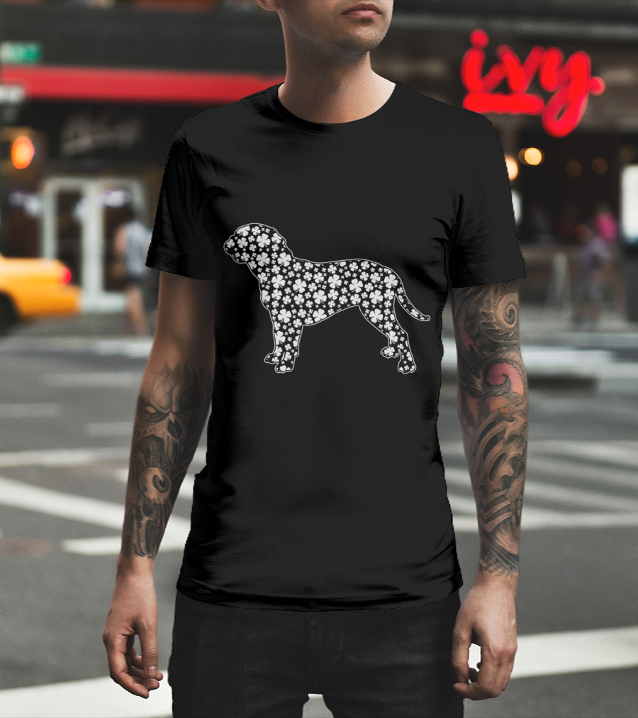 Dogue De Bordeaux Clover Pattern Irish Patrick Day T-Shirt