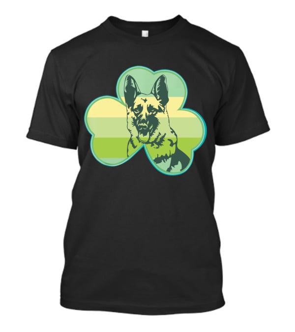 German Shepherd Shamrocks Clover Love T-Shirt