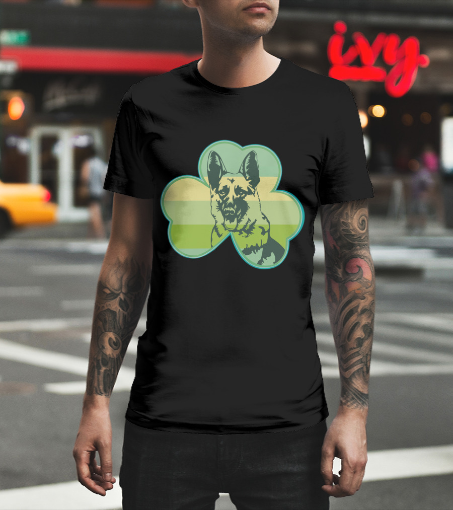 German Shepherd Shamrocks Clover Love T-Shirt