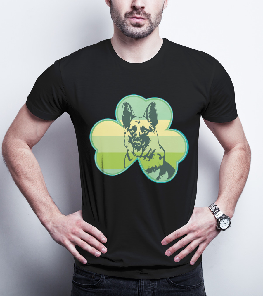 German Shepherd Shamrocks Clover Love T-Shirt