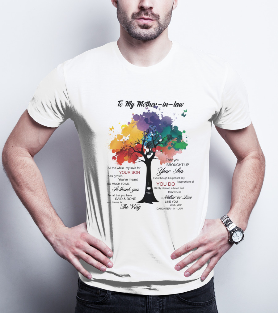 To My Mother-in-Law Mother’s Day Birthday Gift Idea From Daughter-in-Law Richly Blessed Colorful Tree T-Shirt