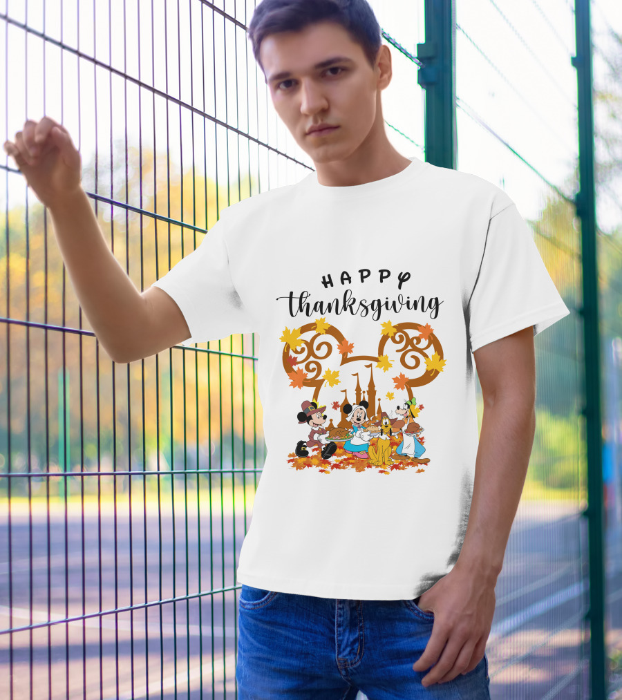 Happy Thanksgiving Disney Characters Festive T-Shirt