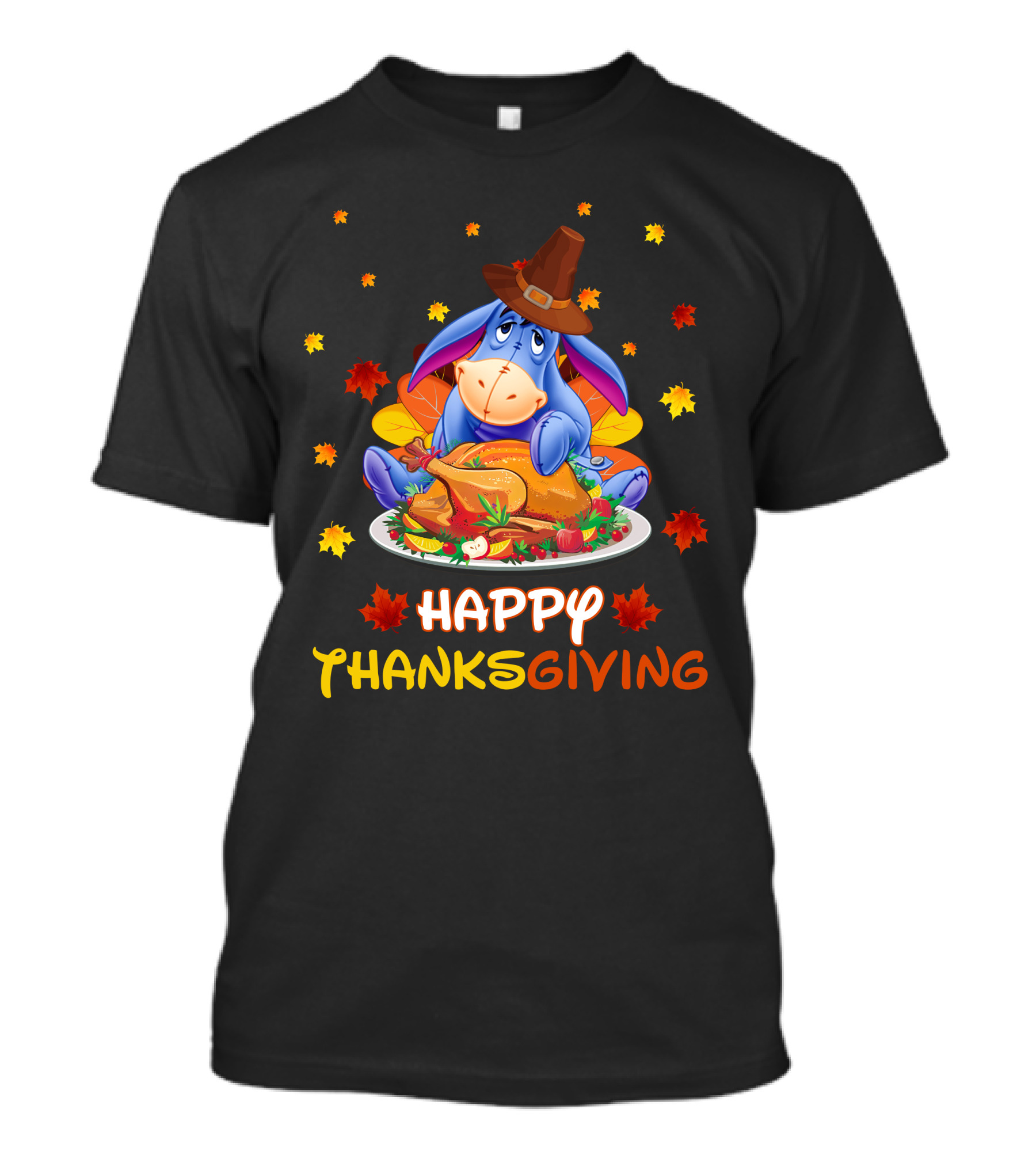 Eeyore Happy Thanksgiving Turkey Feast Leaves T-Shirt