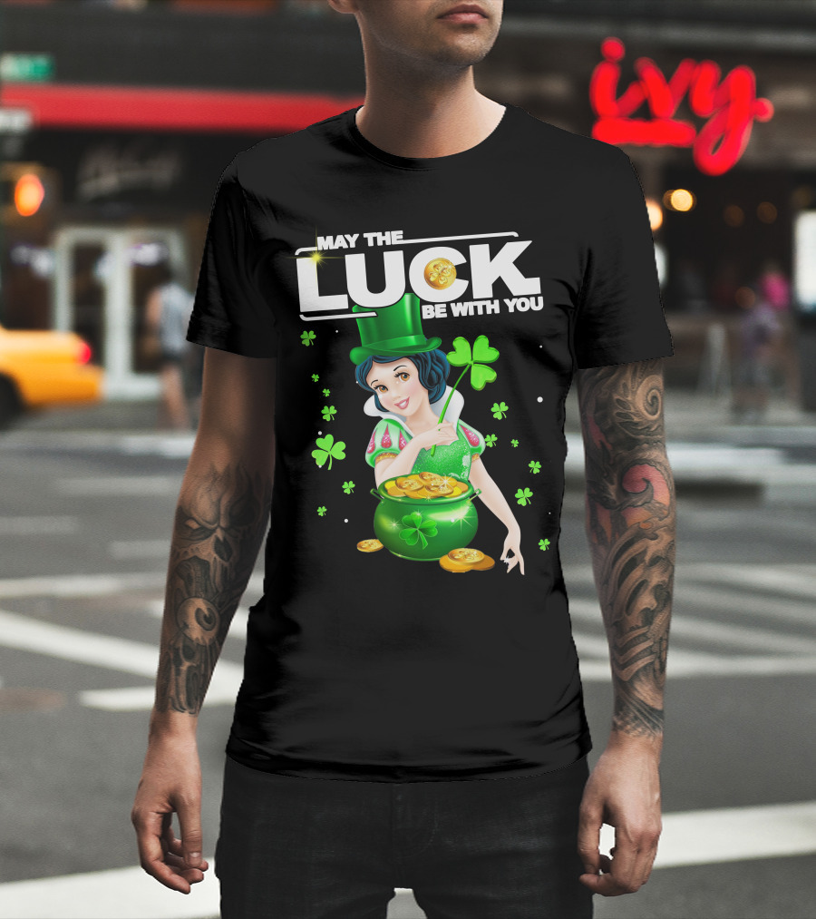 May The Luck Be With You Snow White Pot Of Gold And Shamrocks T-Shirt