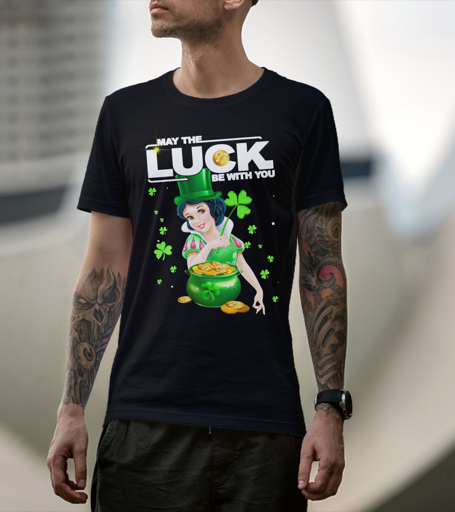 May The Luck Be With You Snow White Pot Of Gold And Shamrocks T-Shirt