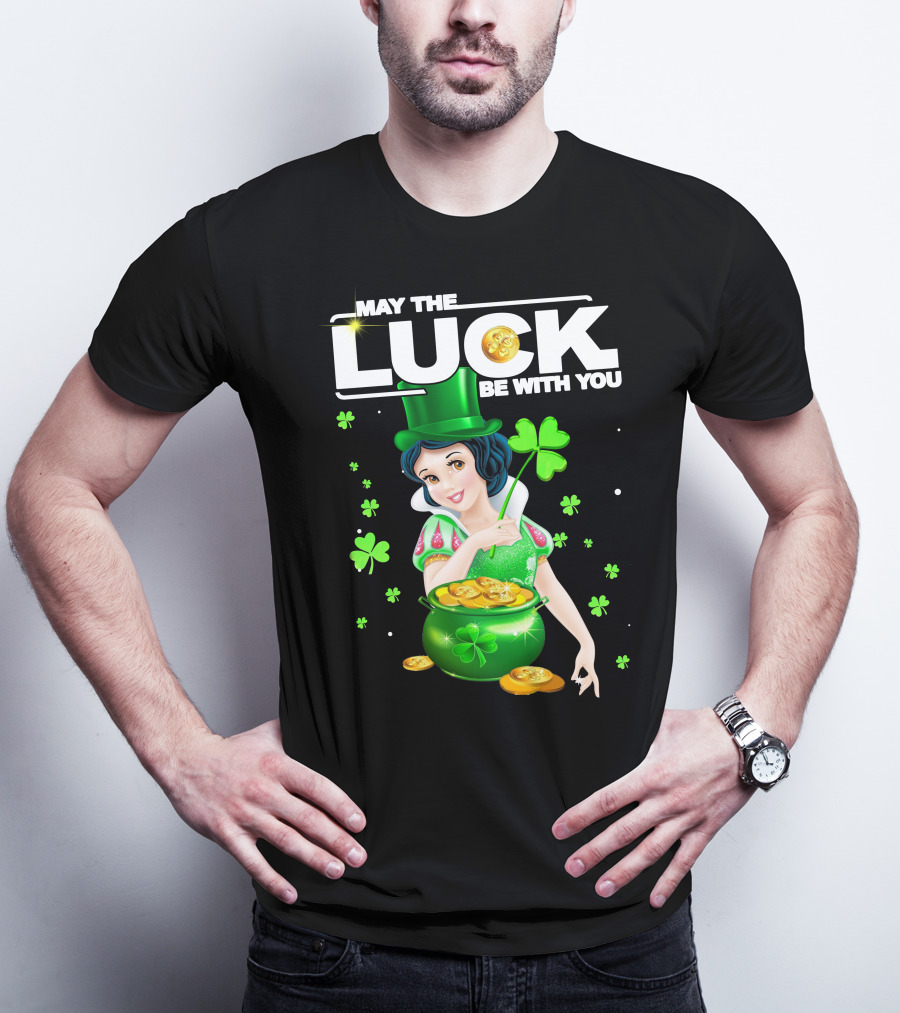 May The Luck Be With You Snow White Pot Of Gold And Shamrocks T-Shirt