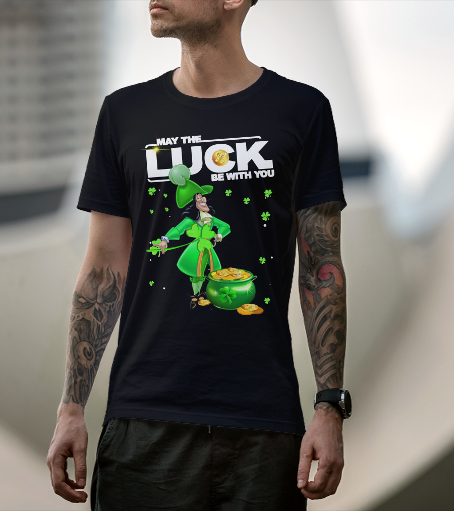 May The Luck Be With You Hook Luck Captain Green Coins Shamrock Pot T-Shirt