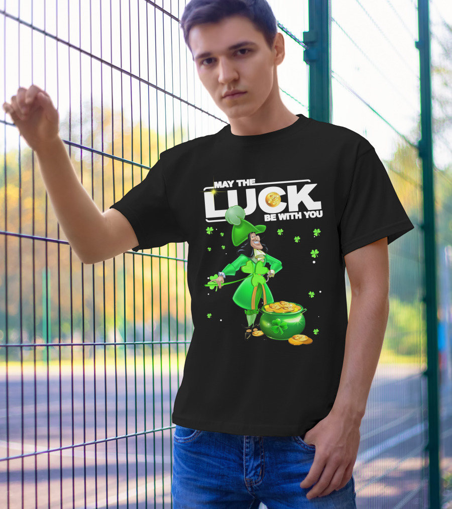 May The Luck Be With You Hook Luck Captain Green Coins Shamrock Pot T-Shirt
