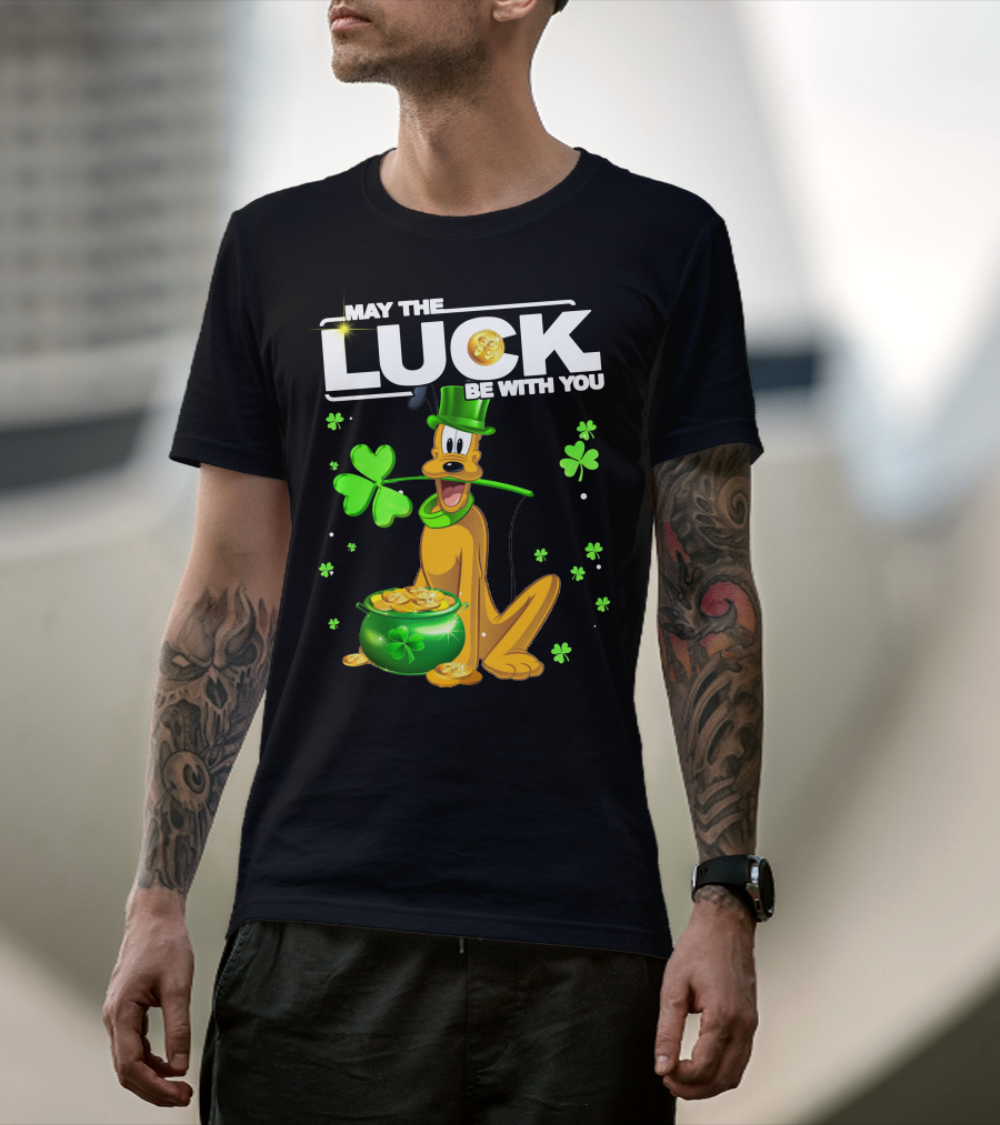 May The Luck Be With You Pluto St. Patrick's Day Coins And Shamrocks T-Shirt