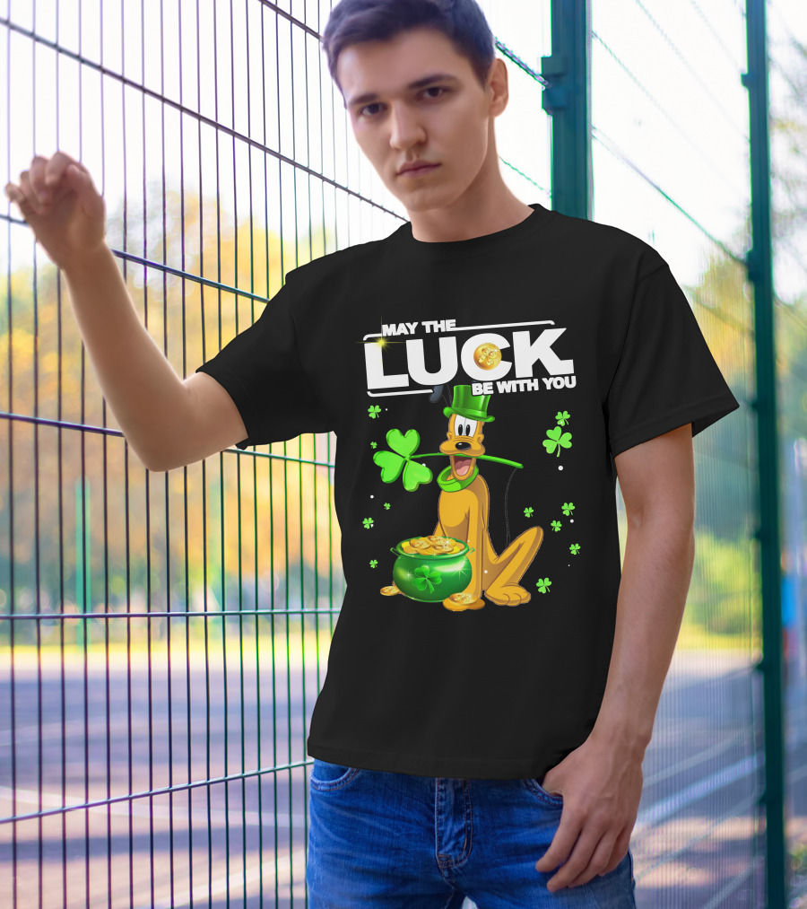 May The Luck Be With You Pluto St. Patrick's Day Coins And Shamrocks T-Shirt