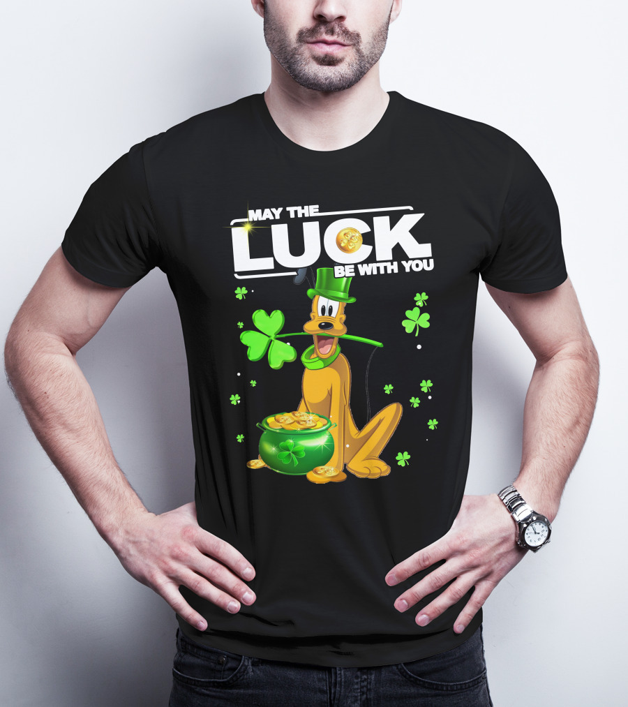May The Luck Be With You Pluto St. Patrick's Day Coins And Shamrocks T-Shirt