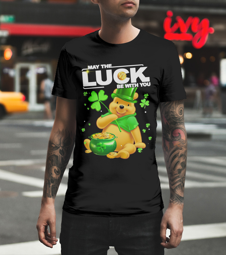 May The Luck Be With You Shamrock Pot Of Gold Bear T-Shirt