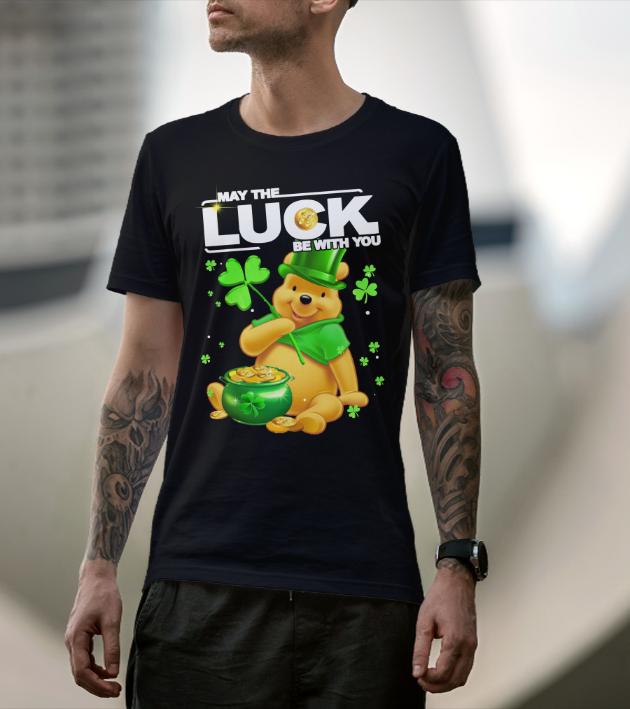 May The Luck Be With You Shamrock Pot Of Gold Bear T-Shirt