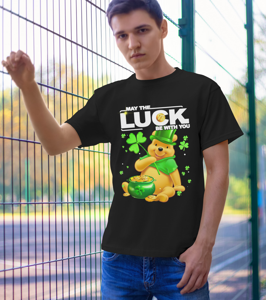 May The Luck Be With You Shamrock Pot Of Gold Bear T-Shirt