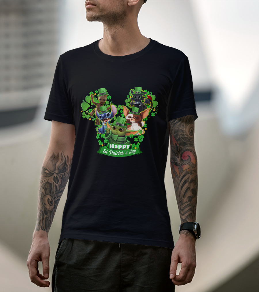 Happy St Patrick's Day Baby Yoda And Friends T-Shirt