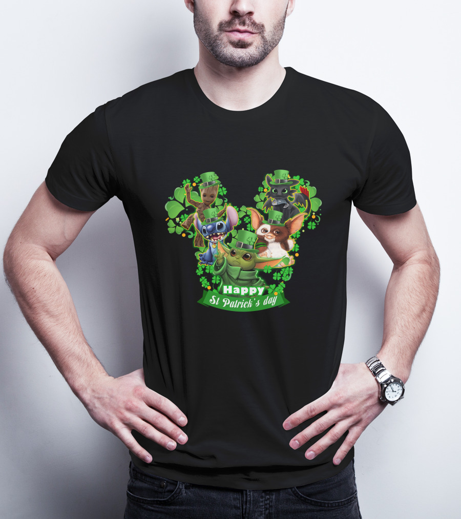 Happy St Patrick's Day Baby Yoda And Friends T-Shirt