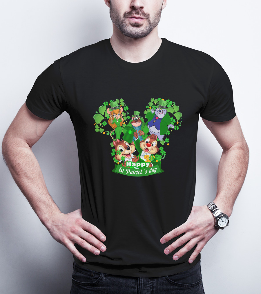 Happy St Patrick's Day Chip And Dale Character T-Shirt