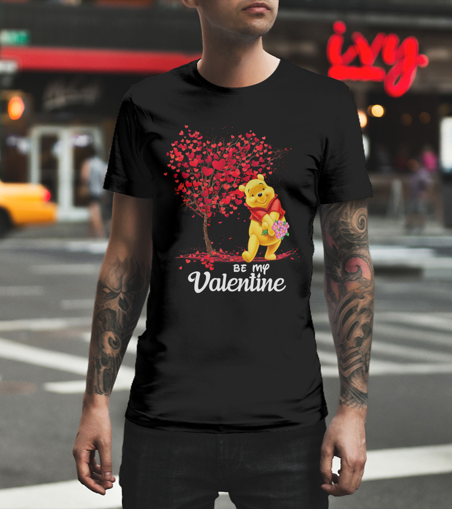 Be My Valentine Pooh Hearts And Flowers T-Shirt