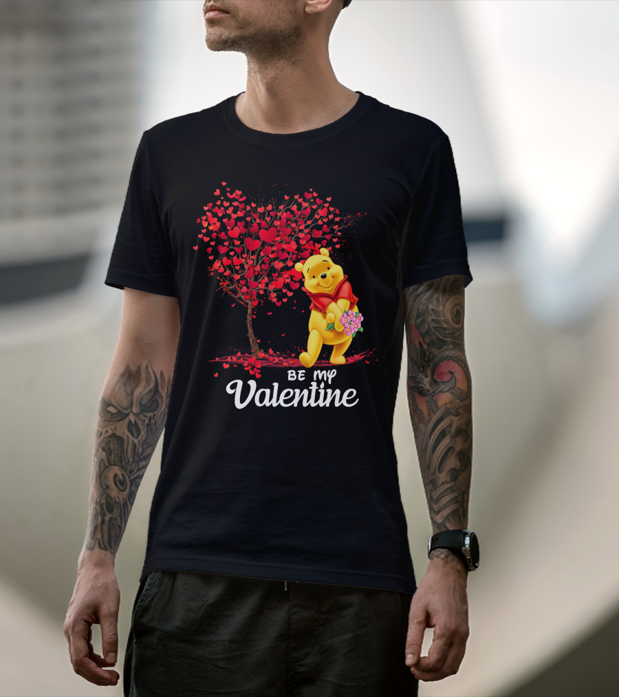 Be My Valentine Pooh Hearts And Flowers T-Shirt