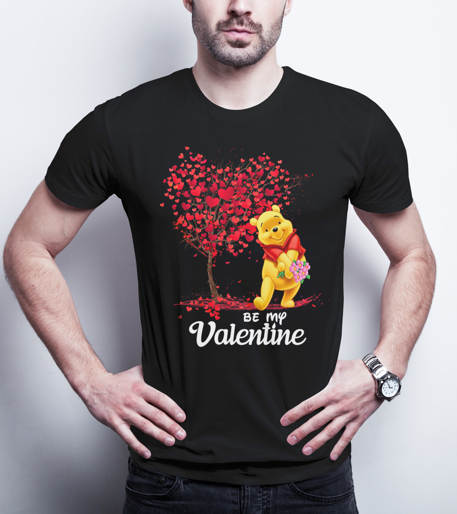 Be My Valentine Pooh Hearts And Flowers T-Shirt