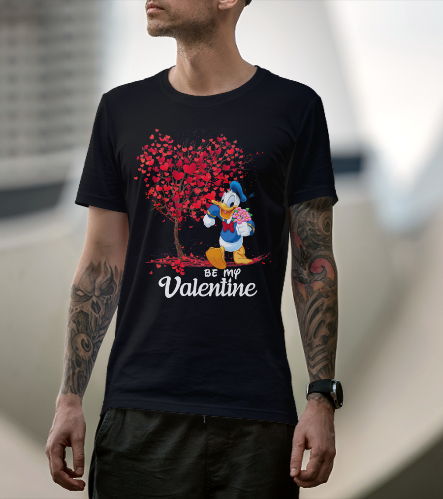 Donald Duck Be My Valentine Hearts Tree T-Shirt