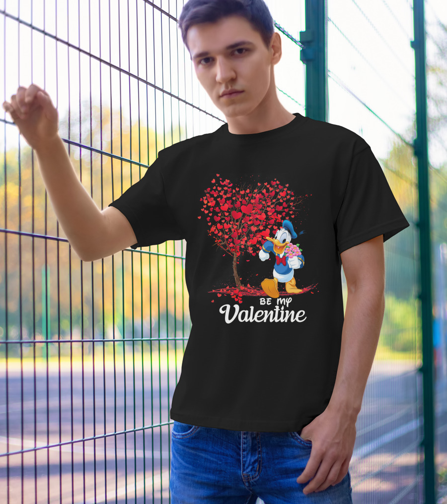 Donald Duck Be My Valentine Hearts Tree T-Shirt